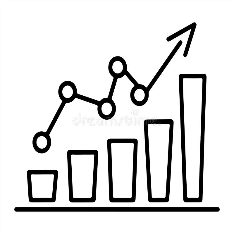 Line Graph Icon Showing Growth with Bars and Trendline Stock ...