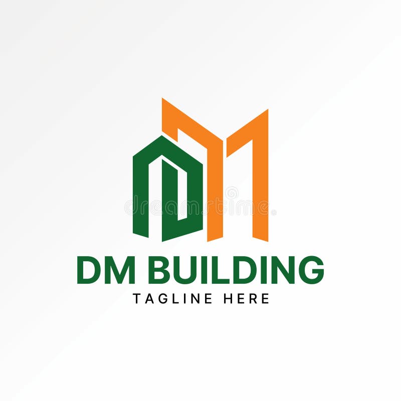 Initial DM Font Connect Building Construction House Monogram Property ...