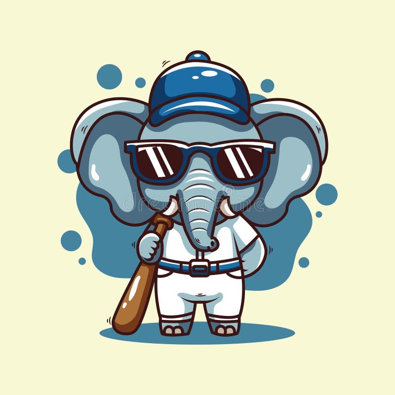 Elephant Baseball Mascot Baseball. Vector Illustrationt Stock Vector ...