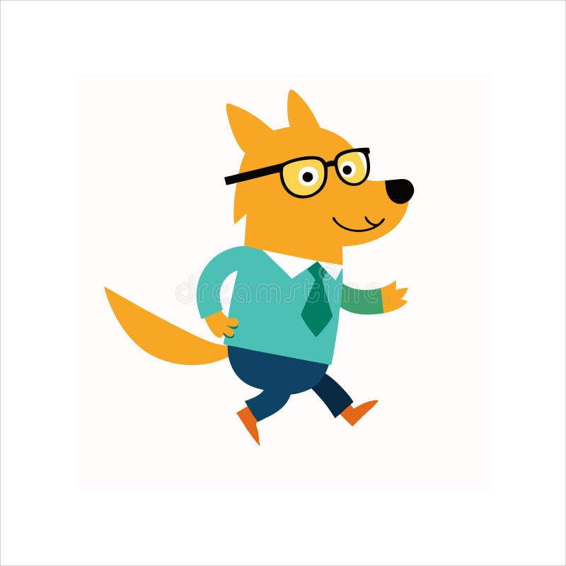 Running Nerdy Dog Cartoon Form Vector on White Background Stock ...