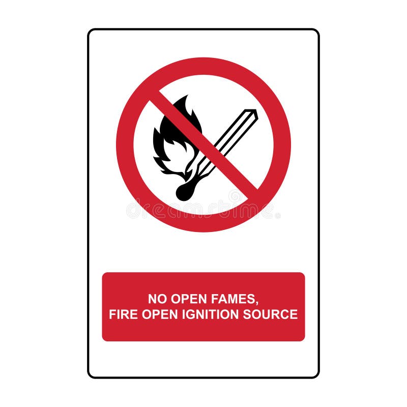 No Open Flame Sign. No Fire, No Access with Open Flame Prohibition Sign ...