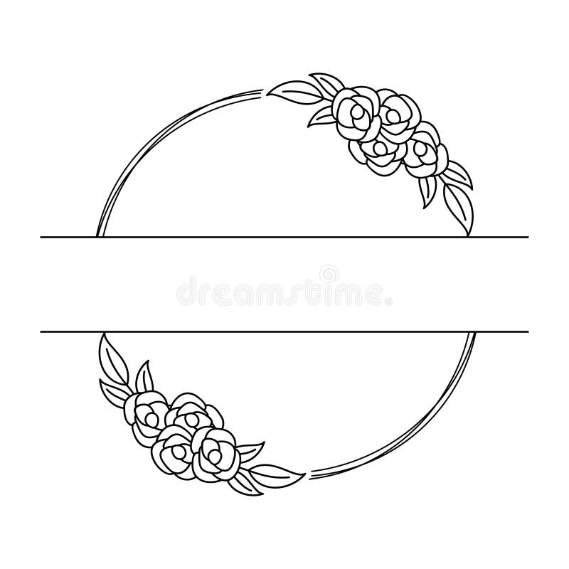Floral Split Monogram with Roses, Black and White Circular Family Frame ...