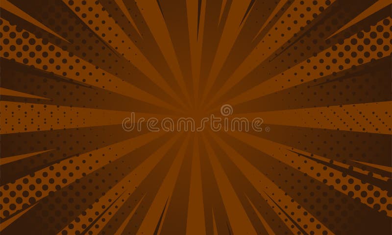 Dark Brown Comic Sunburst Effect Background with Halftone. Pop Art ...