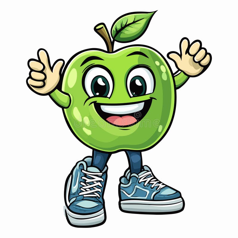 Cute Apple Mascot Logo Vector Stock Vector - Illustration of drawing ...