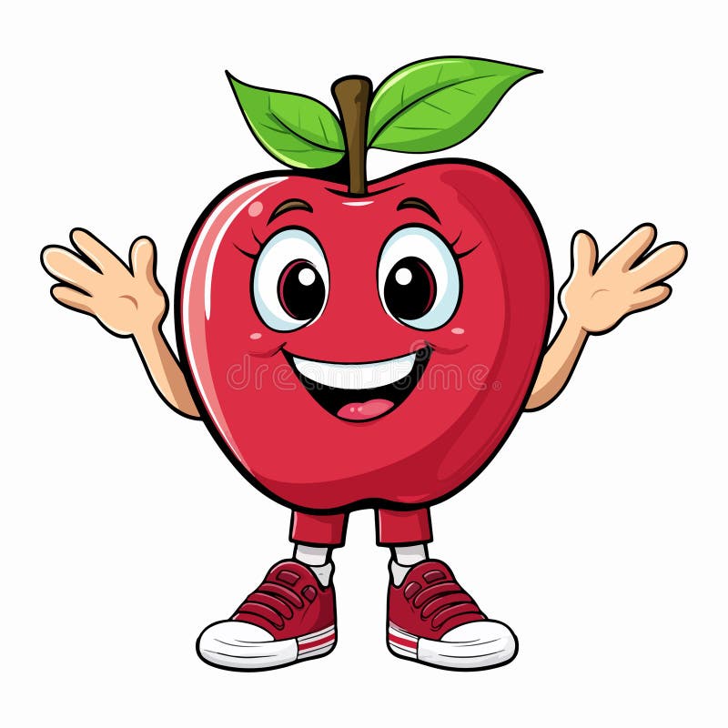 Cute apple mascot logo stock illustration. Illustration of graphic ...