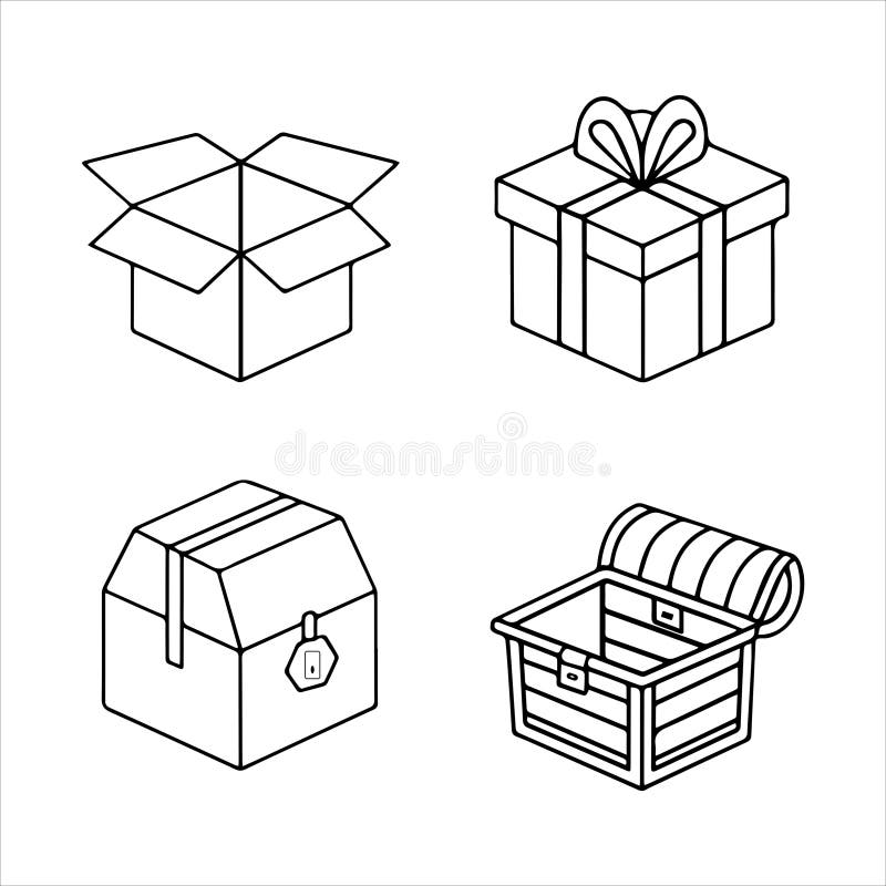 Clean Line Icon of the Box Vector Icons Stock Vector - Illustration of ...