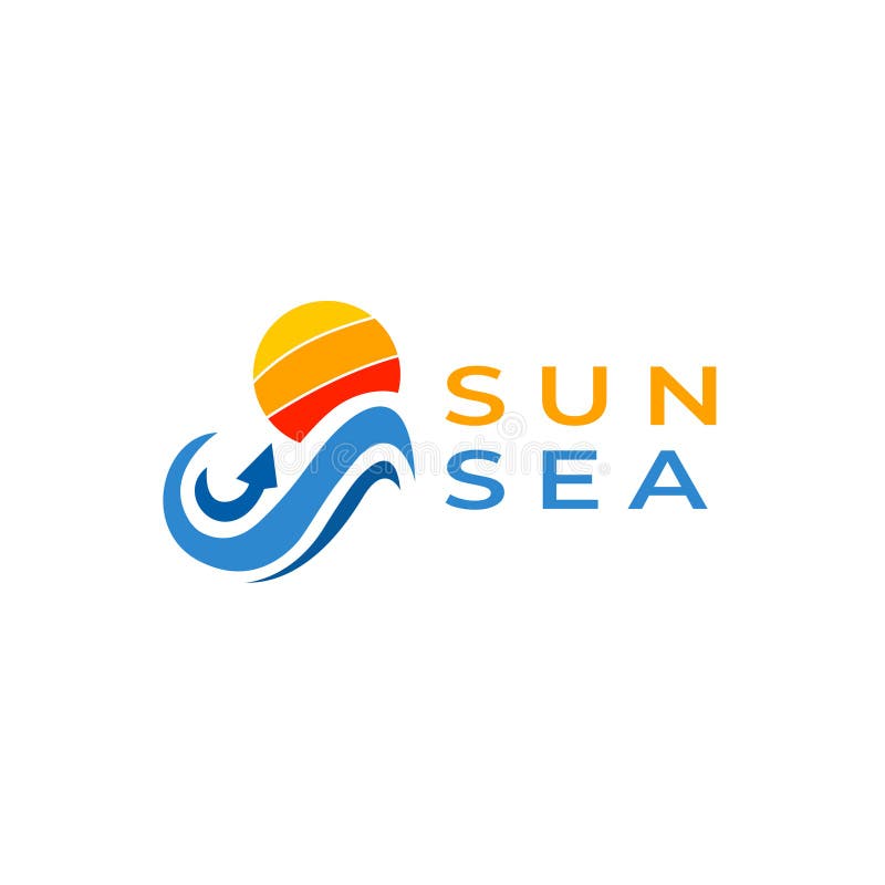 Sun Sea Logo Template Design Stock Vector - Illustration of template ...
