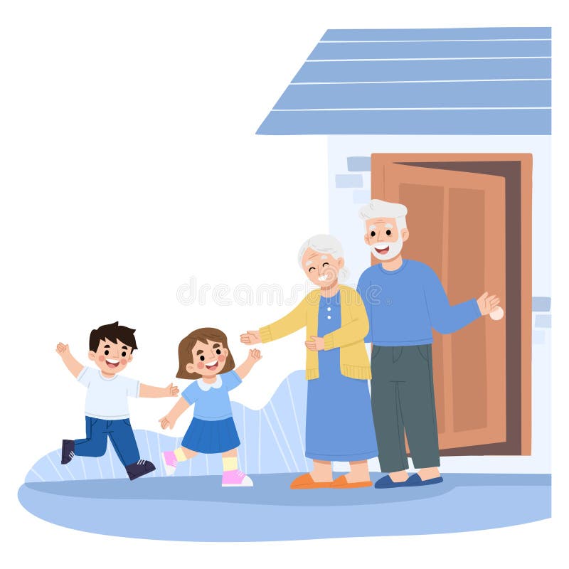 Visiting Grandparents Visit Grandparents Cartoon Stock Illustrations
