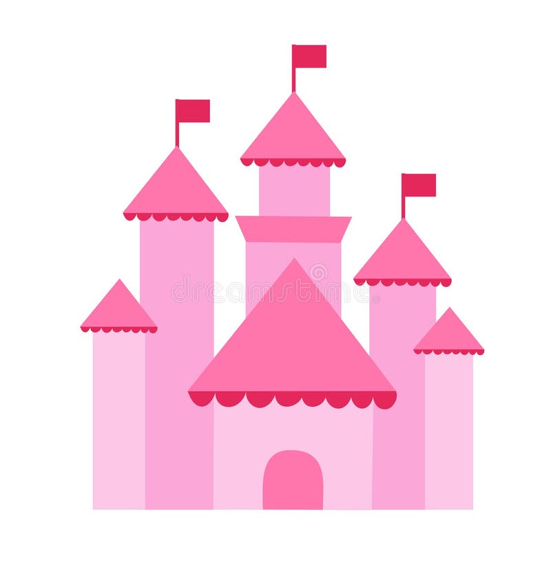 Pink Princess Castle Element. Vector Flat Illustration. Stock Vector ...