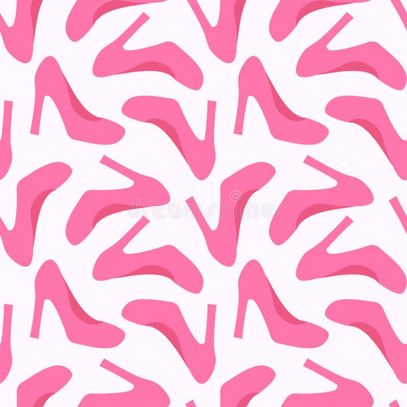 Seamless Pattern with Pink Heel Shoes. Vector Flat Illustration. Stock ...