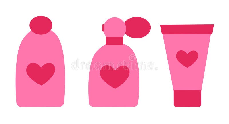 Creams, Lotion, Mousse, Perfume Set. Cosmetics Pink Collection. Skin ...