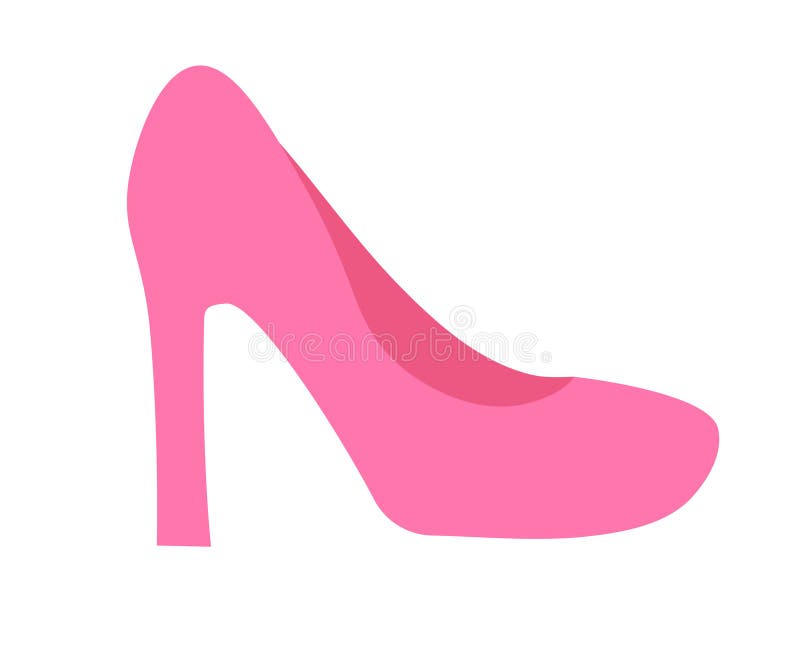Pink Heel Shoe. Vector Flat Illustration. Stock Vector - Illustration ...