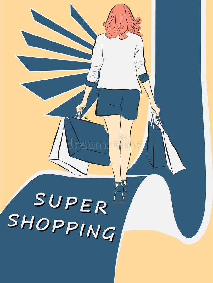 Social Media Template Post and Poster with Illustration of Shopping ...