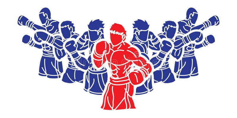 Group of Fighter Boxing Sport Boxer Fighting Battle Mix Action Cartoon ...