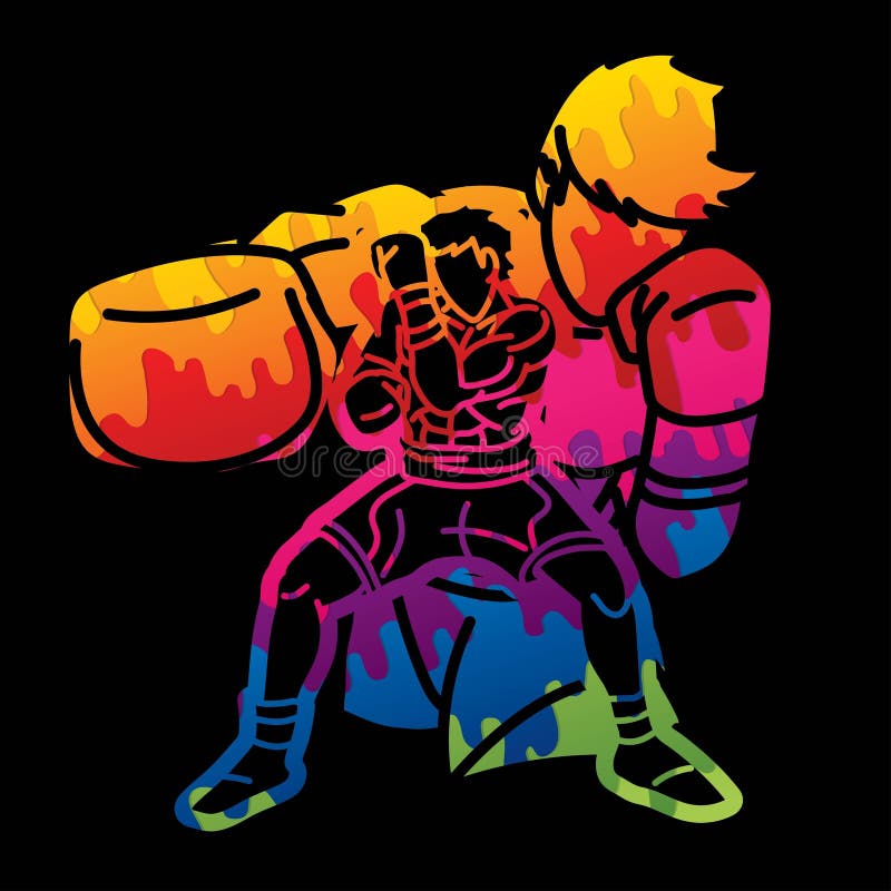 Group of Fighter Boxing Sport Boxer Fighting Battle Mix Action Cartoon ...