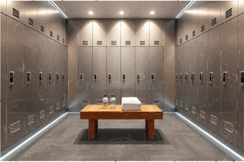 An Upscale Gym Locker Room with a Sleek Modern Design. Stock Vector ...