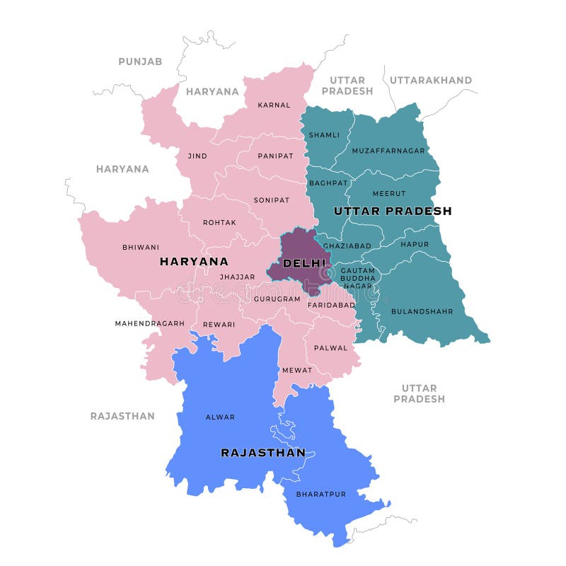 Delhi NCR 3d Map, Map of the National Capital Region Stock Illustration ...