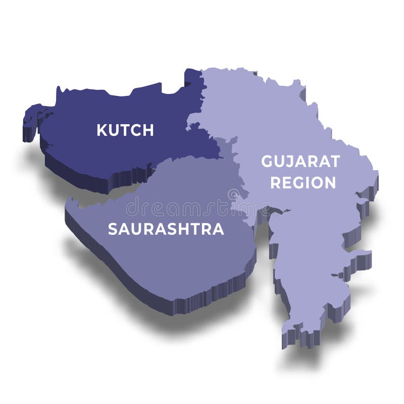 Gujarat map zone wise stock illustration. Illustration of kutch - 348425551