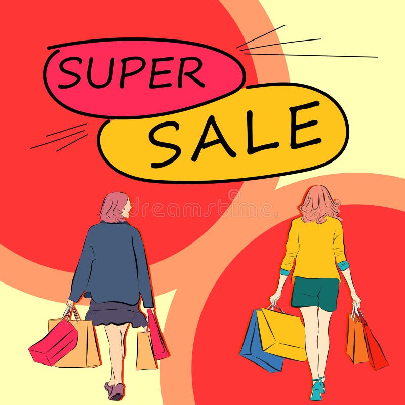 Social Media Template Post and Poster with Illustration of Shopping ...