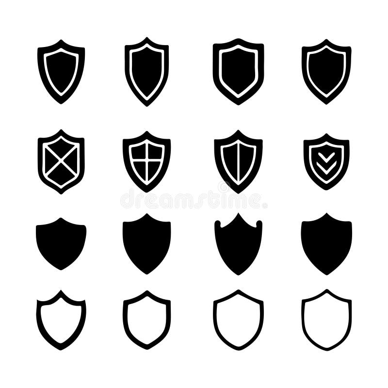 Shield Icon Set. Protect Shield Security Line Icons. Shield Vector ...