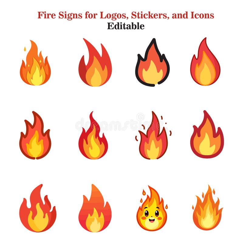 Fire Signs for Logos, Stickers, and Icons. a Vibrant Collection of ...