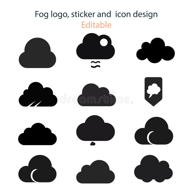 Fog Logo. Sticker and Icon Design. Minimalist Black Fog-themed Cloud ...