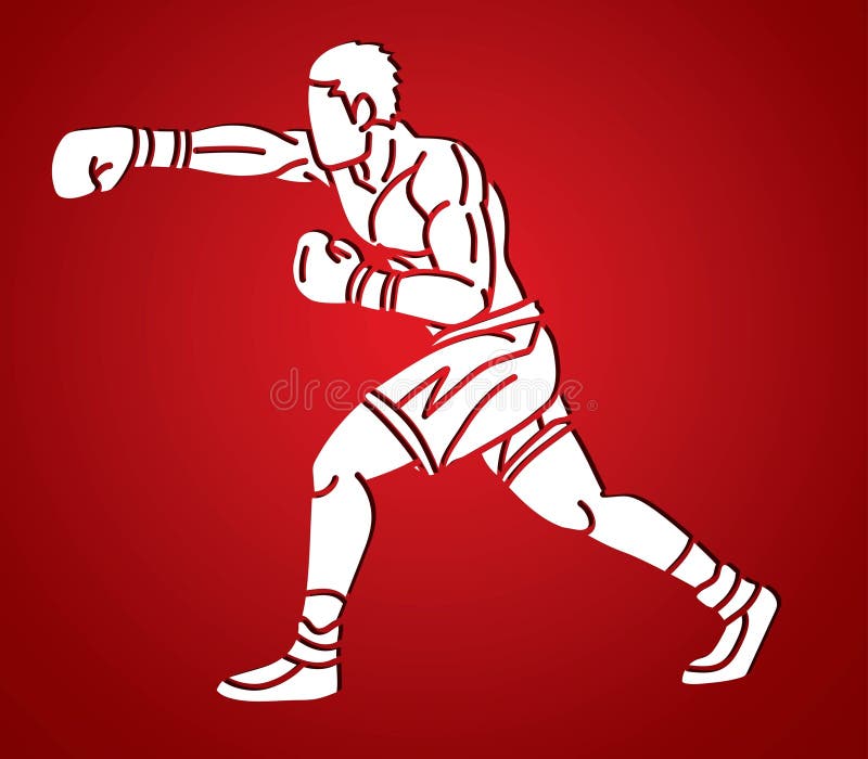 Boxing Sport Boxer Fighting Punching Action Fighter Cartoon Graphic ...