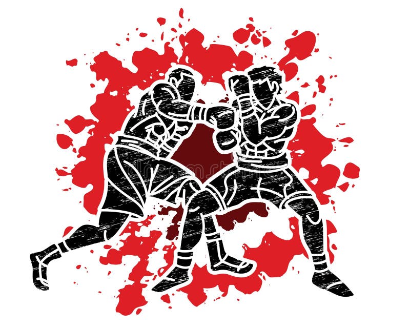 Boxing Sport Boxer Fighting Punching Action Fighter Cartoon Graphic ...