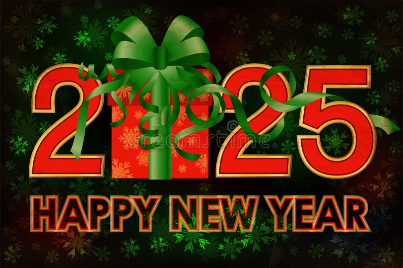 Happy New 2025 Year Banner with Gift Box Stock Vector - Illustration of ...