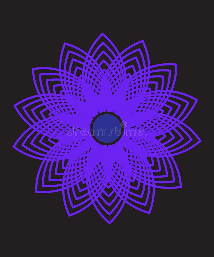 Purple Symmetrical Floral Pattern and a Black Background. Stock ...