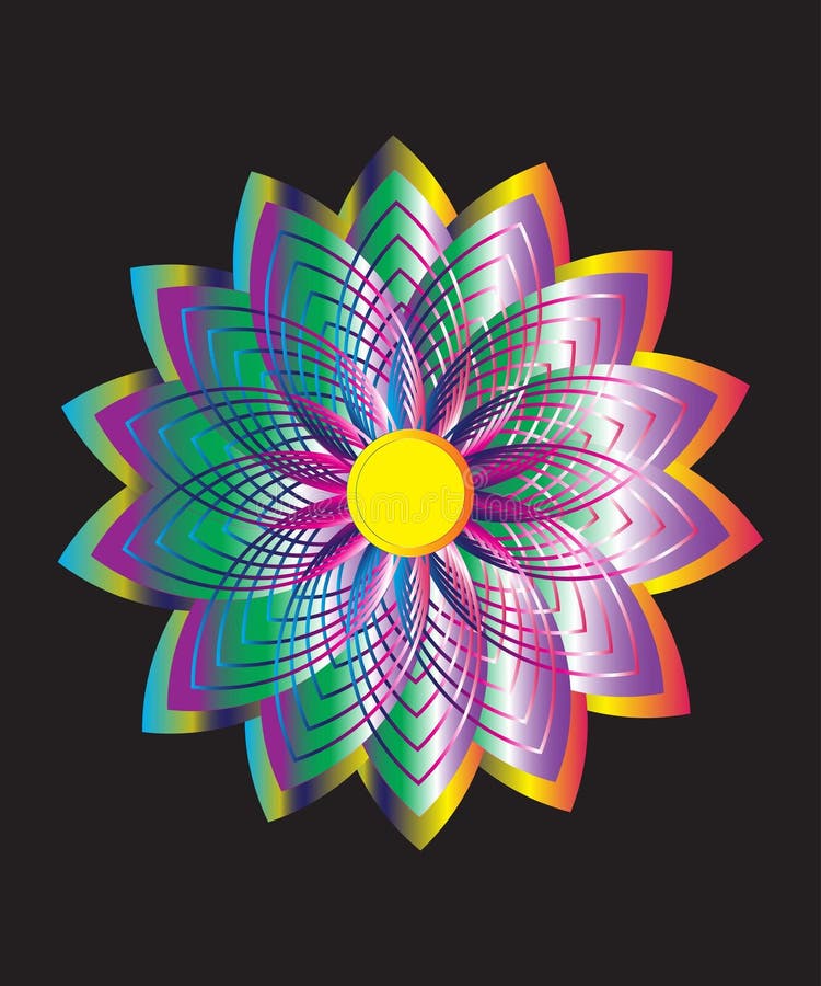 Colorful Gradient Flower Design Stock Illustration - Illustration of ...