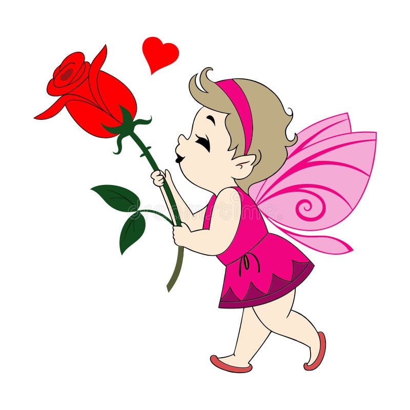 Girl with a Rose, Valentine S Day Greeting Concept. Stock Vector ...