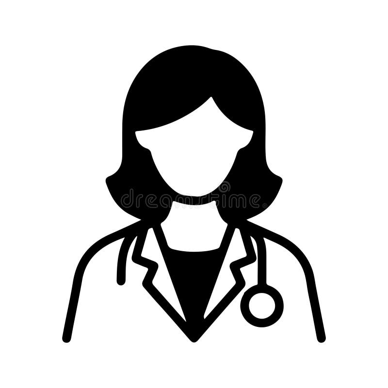 Doctor Icon Vector Female Person Profile Avatar in Glyph Pictogram ...