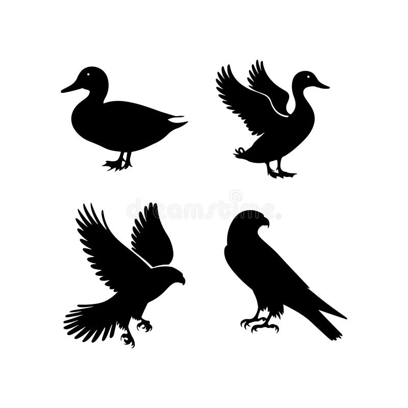 Birds Logo Icon Silhouette Vector Arts Stock Vector - Illustration of ...