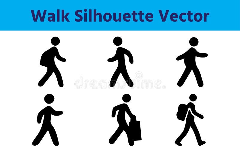 Walk Silhouette Set with Editable Vector Collections Stock Vector ...