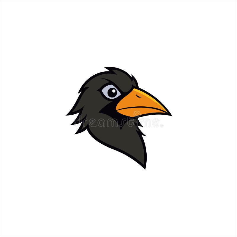 Detailed Raven Cartoon Head Silhouette for Artistic Graphics Stock ...