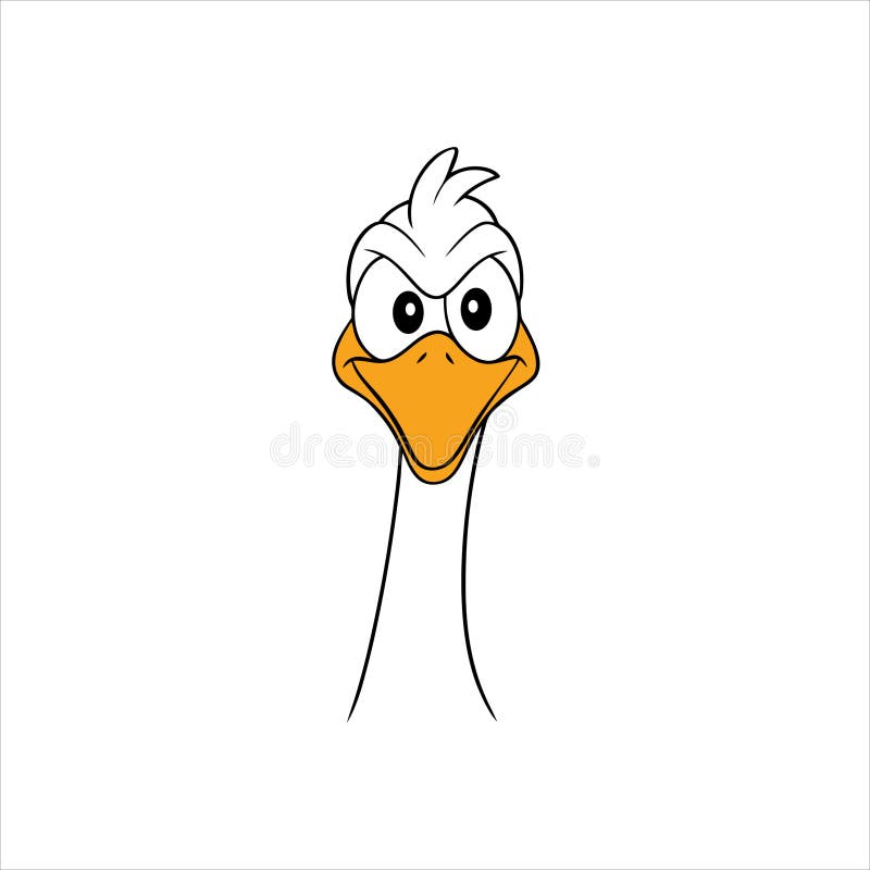Grumpy Goose Head Cartoon Vector Illustration for Logos and Icons Stock ...