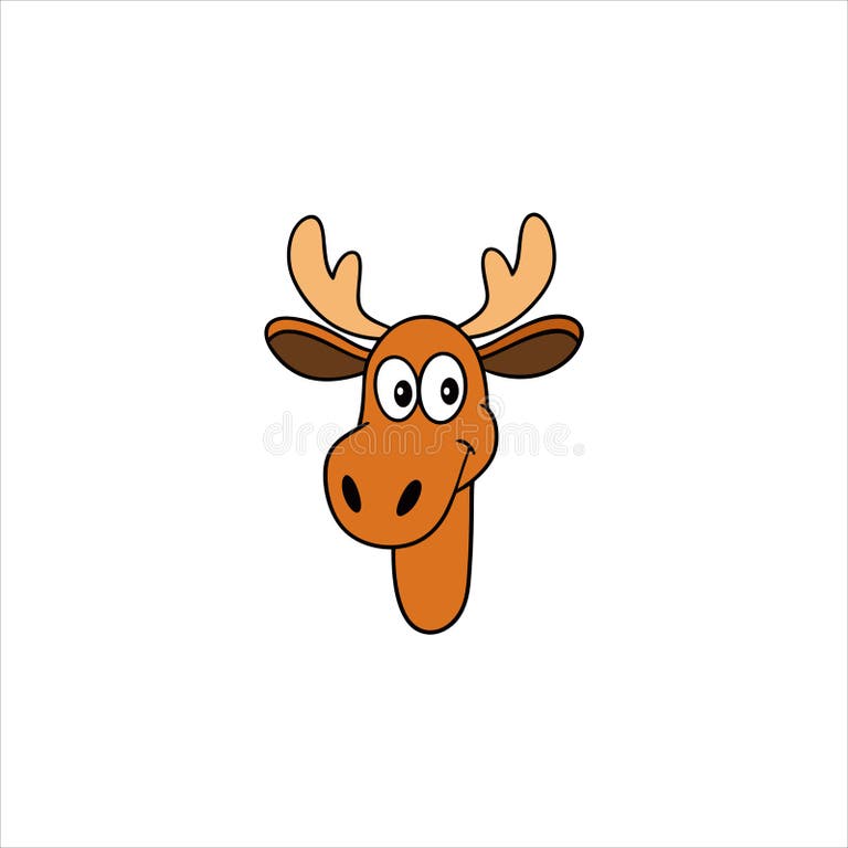 Playful Goofy Moose Head Vector for Icons and Illustrations Stock ...