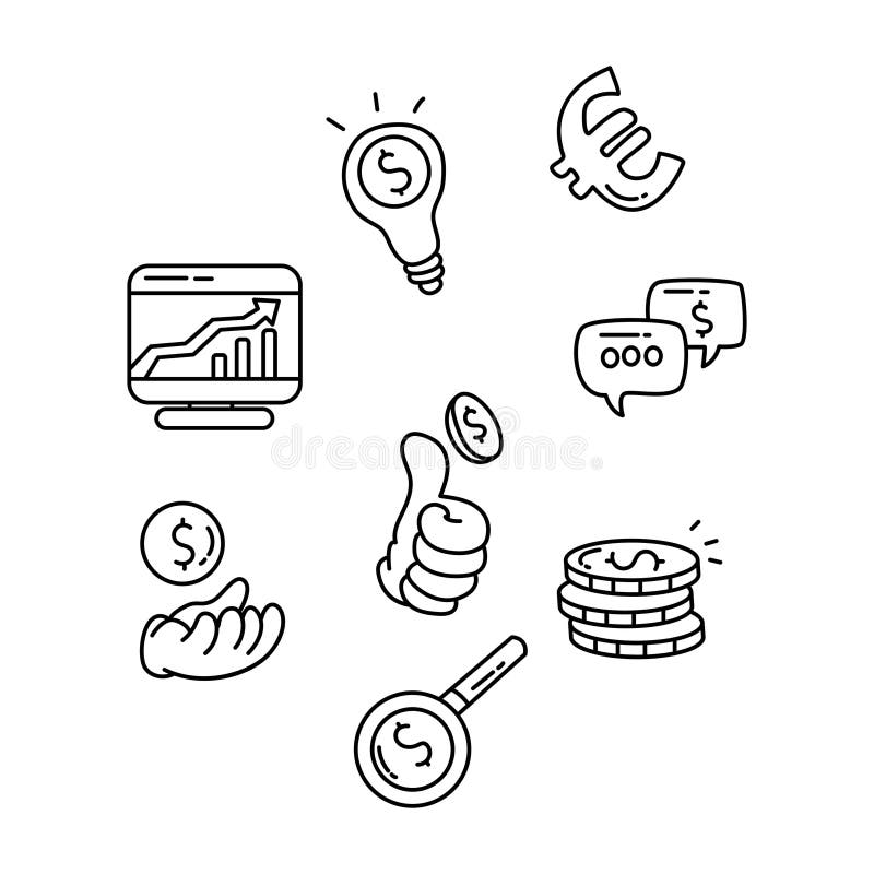 Set of Doodle Icons for Finance and Banking. Vector Illustrationt Stock ...