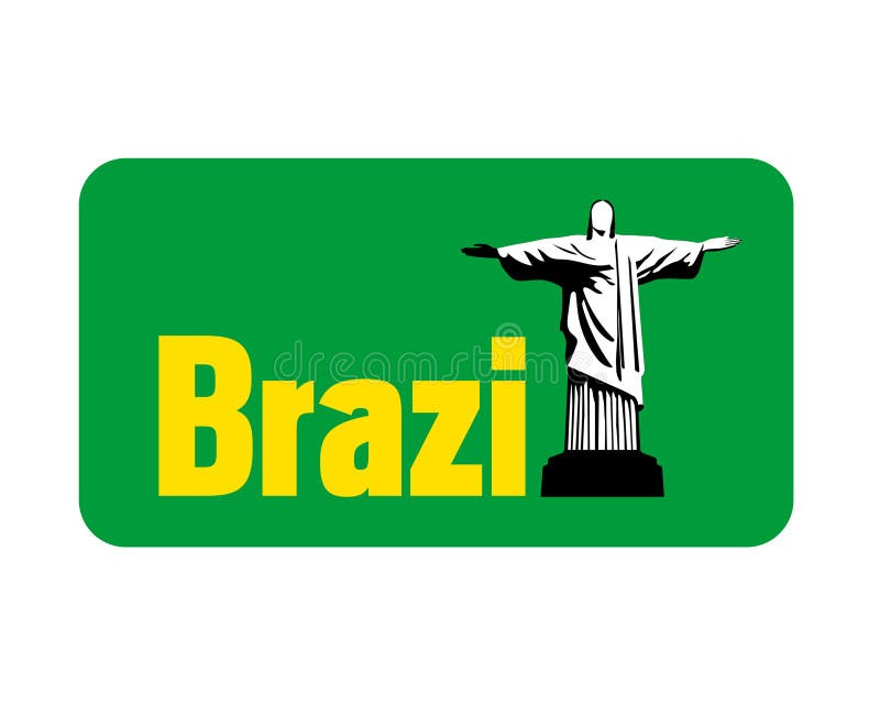 Brazil Text Design with Iconic Statue Illustration Editorial Stock ...
