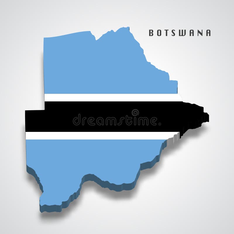 Botswana 3d Map with National Flag on Grey Background Stock ...