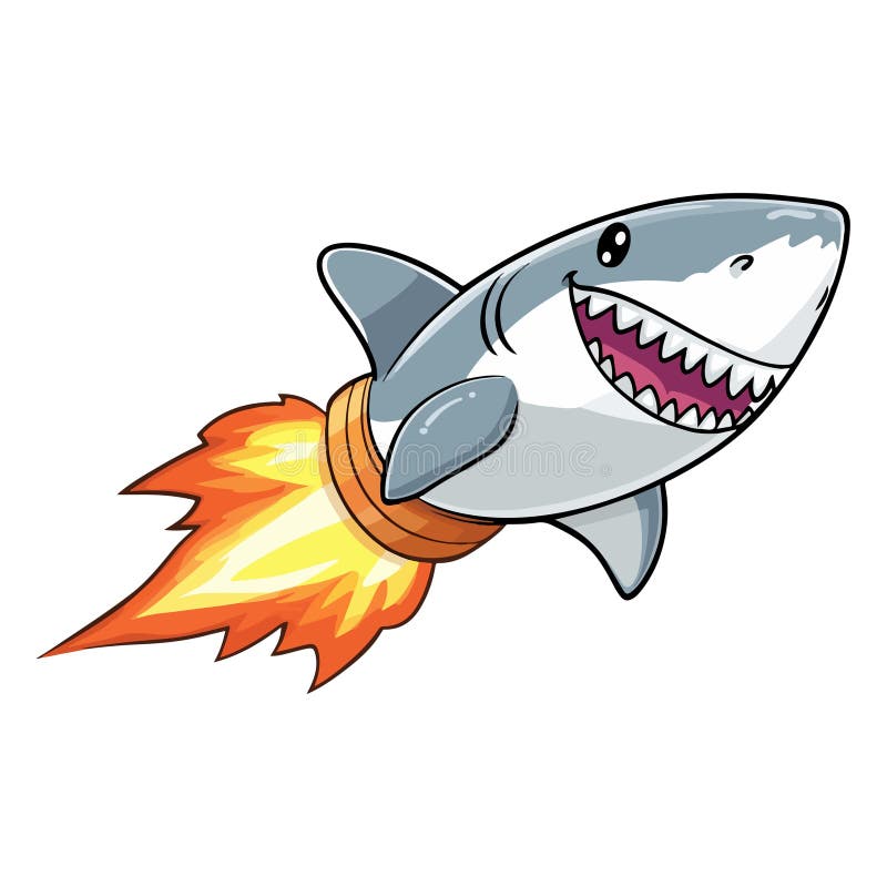 Shark Rocket Vector Illustration Stock Vector - Illustration of ...
