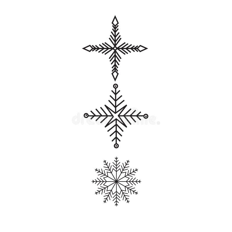 Set of Christmas Snowflakes. Line Winter Stars. Editable Strokes Design ...