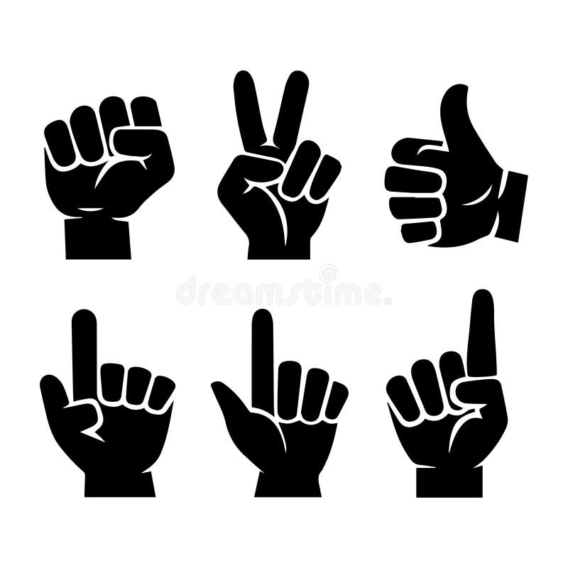 A Set of Unique Hand Vector Illustrations in Silhouette Style. Stock ...