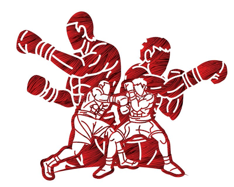Group of Fighter Boxing Sport Boxer Fighting Battle Mix Action Cartoon ...