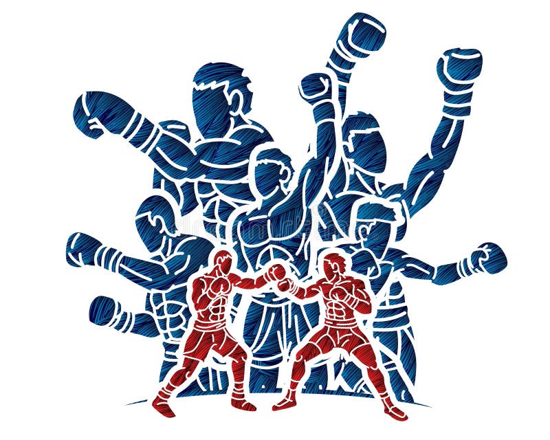 Group of Fighter Boxing Sport Boxer Fighting Battle Mix Action Cartoon ...