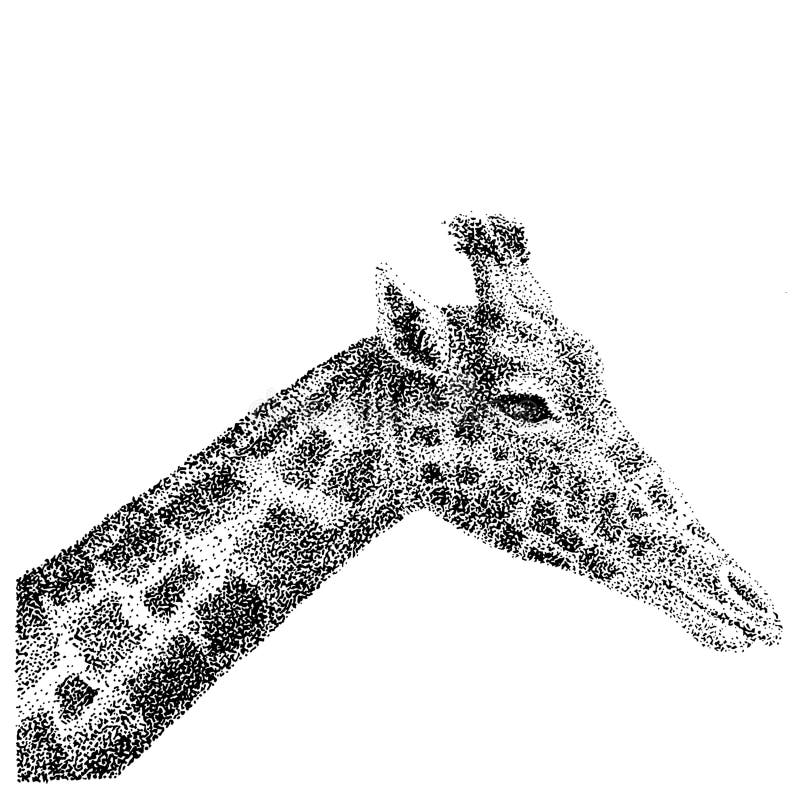 Giraffe Head. Drawing with Black Dots Using Pointelism Technique Stock ...