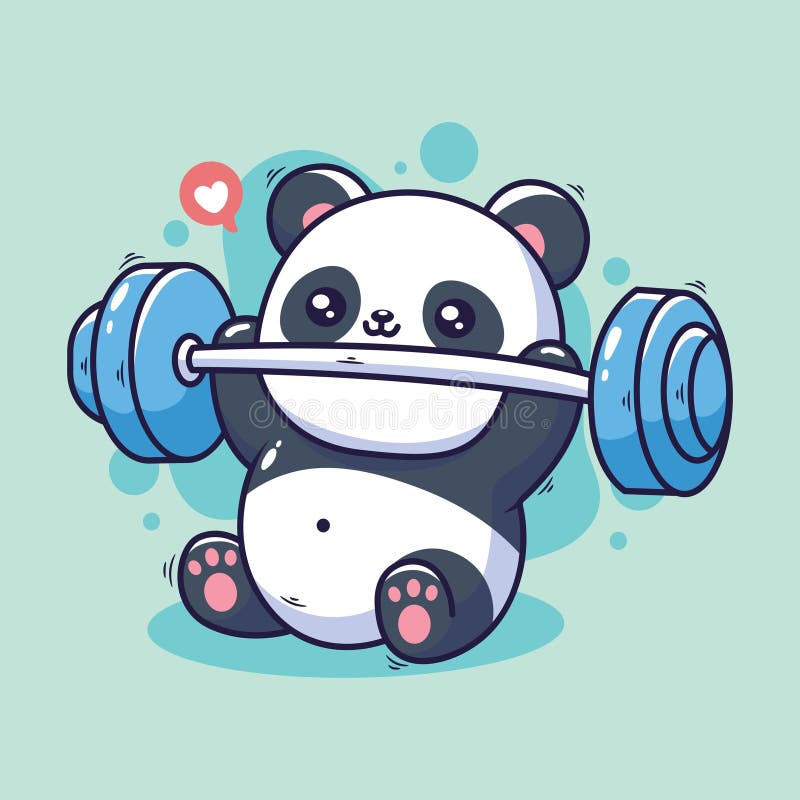 Cute Panda with Dumbbells in the Gym Vector Illustrationt Stock Vector ...