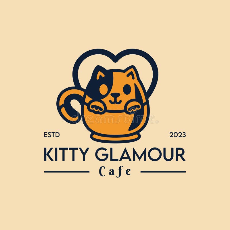 KITTY Glamour Cafe Logo Design in Vector Stock Vector - Illustration of ...