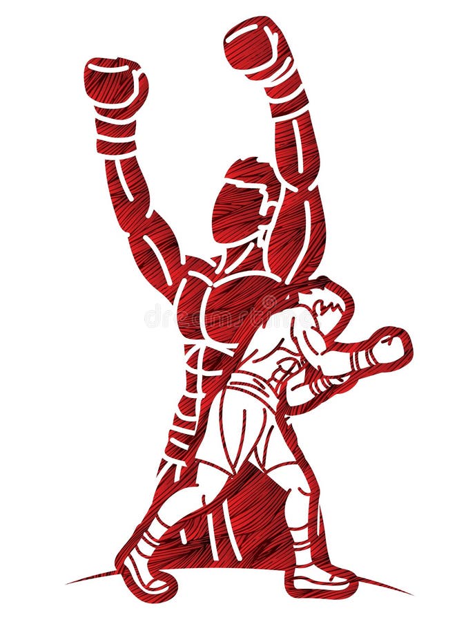 Boxing Sport Boxer Fighting Mix Action Cartoon Graphic Vector Stock ...